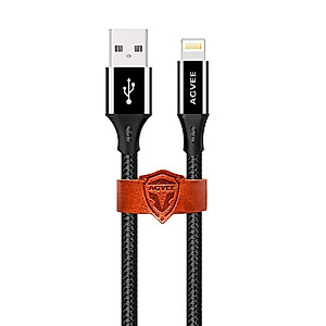 AGVEE 2 Pack 15ft Extra Long Charger for iPhone, Braided Lightning Cable, Heavy Duty Fast Charging Cord, End Tip Unbreakable for iPhone 11 Pro Max X XS XR, 10 8 7 6 6S, Case Friendly, Black
