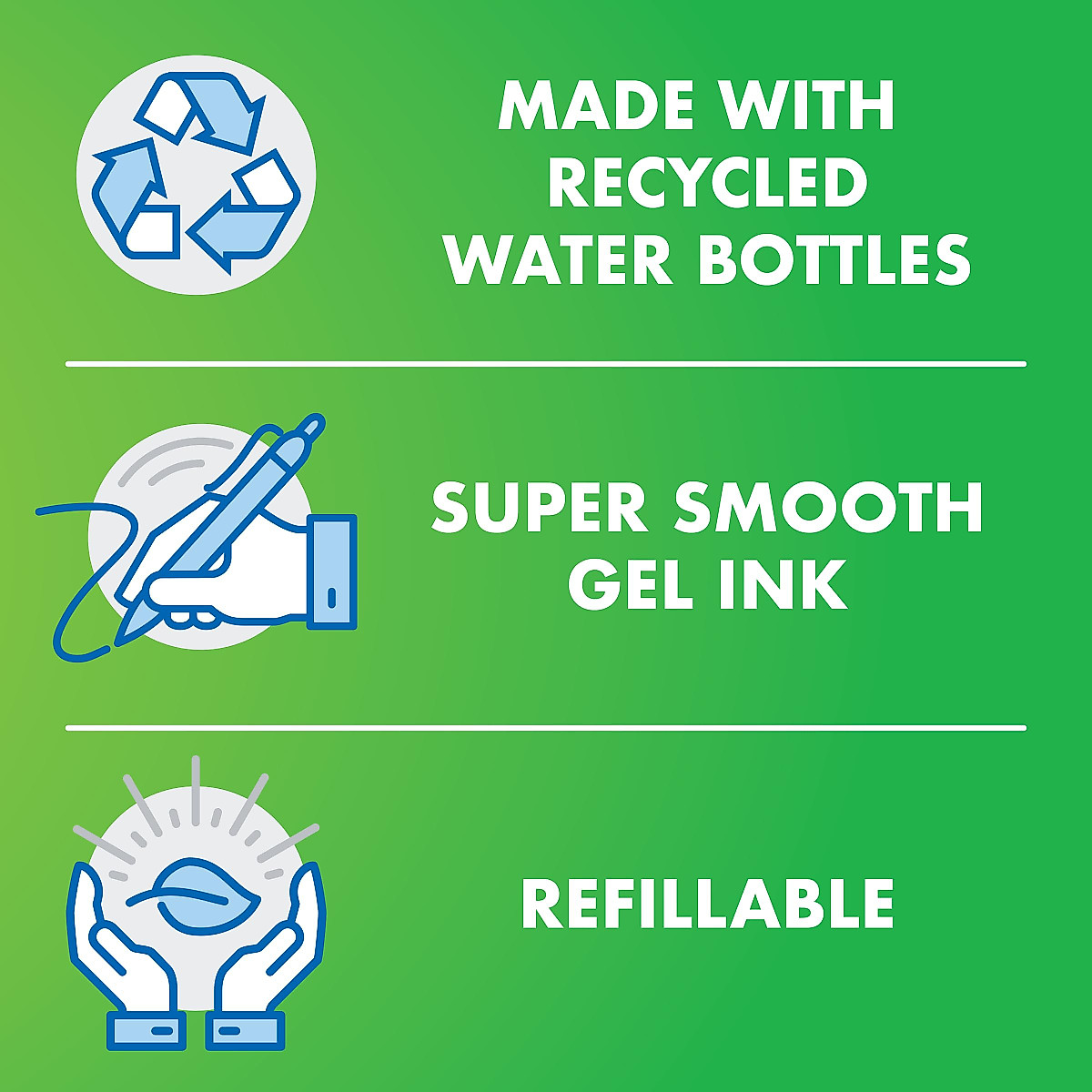 PILOT B2P - Bottle to Pen Refillable & Retractable Rolling Ball Gel Pen Made From Recycled Bottles, Fine Point, Black G2 Ink, 12-Pack (31600)