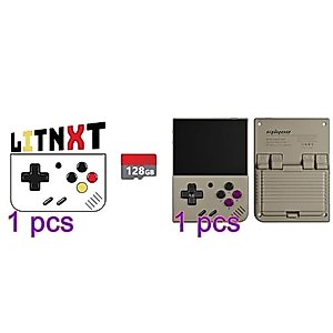 Miyoo Mini Plus Handheld Retro Game Console 128G, Linux Cortex-A7 1.2GHz, 3.5-Inch IPS Screen Portable Arcade Rechargeable Games Emulators for Kids Adults (Grey)
