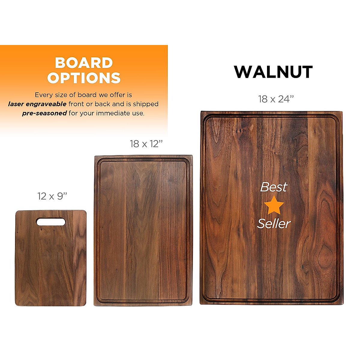 Refine Kitchenware Extra Large Walnut Personalized Cutting Board | Monogrammed Walnut Cutting Board, Christmas Gift, Anniversary Gift, 100% Made In The USA