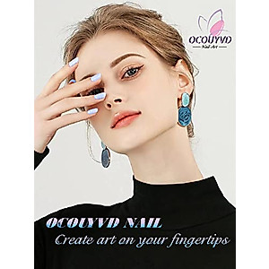 Square White Press on Nails Medium Fake Nails with Silvery Glitter Designs Glossy Full Cover Acrylic False Nails with Rhinestones Designs Reusable Glue on Nails for Women 24PCS