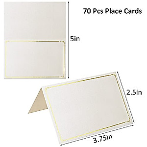 70 Pcs Place Cards Blank Fillable Banquet Seat Card with Gold Foil Frame, Place Cards for Table Setting, Escort Cards, Name Cards, Wedding Place Cards for Wedding, Table, Dinner Parties, 2.5" x 3.75"