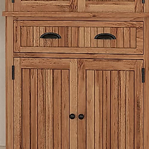 Homestyles Nantucket Storage Cabinet Kitchen Pantry with Drawers and Adjustable Shelves, 71.5 Inch Height, Natural Brown Maple Finish