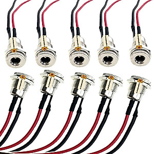 Lsgoodcare 10Pack 5.5 x 2.1 MM 10A DC Power Jack Socket Dc-099 30V Threaded Female Mount Connector Adapter with 3.94Ich 18Awg Cable