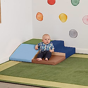 ECR4Kids SoftZone Junior Little Me Corner Climber, Beginner Playset, Earthtone, 4-Piece