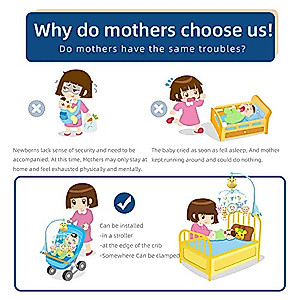 Caterbee Baby Crib Mobile Toy with Lights and Music, Projection, Remote, Pack and Play (Blue-Rechargeable Mode)