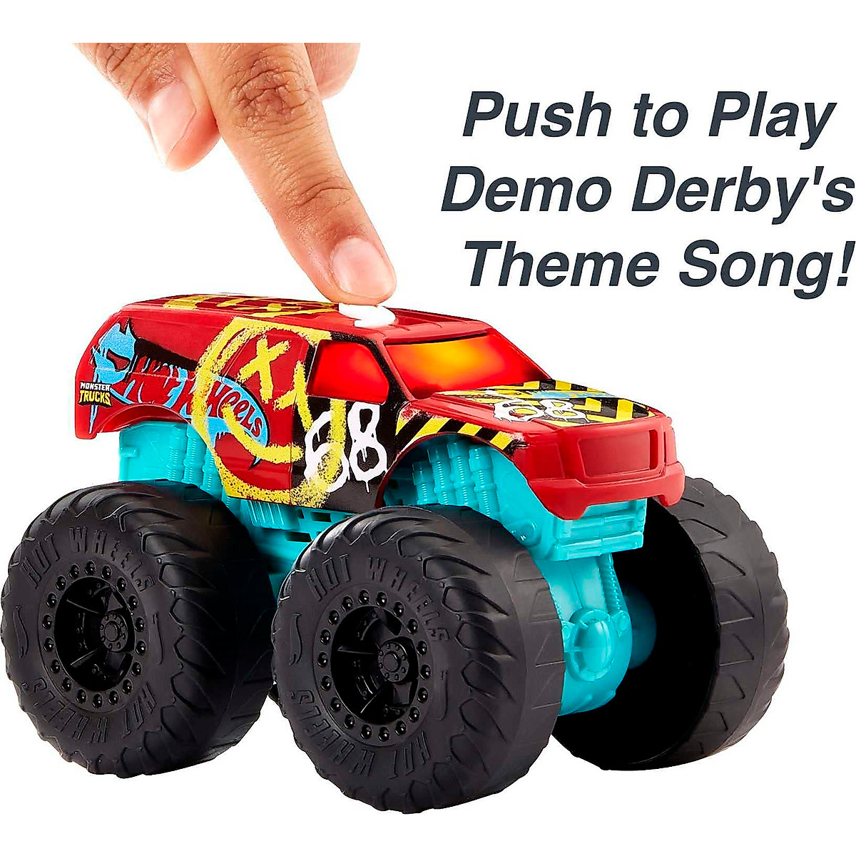 Hot Wheels Monster Trucks Roarin’ Wreckers, 1 1:43 Scale Truck with Lights & Sounds, Plays Truck’s Theme Song, Toy for Kids 3 Years Old & Older