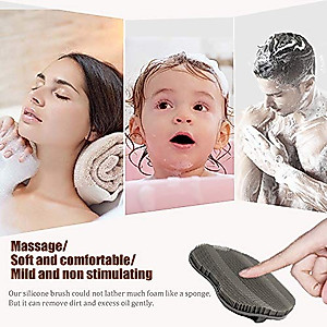 1 Pack Soft Silicone Shower Brush Body Wash Bath Exfoliating Skin Massage Scrubber, Dry Skin Brushing Glove Loofah, Fit for Sensitive and All Kinds of Skin
