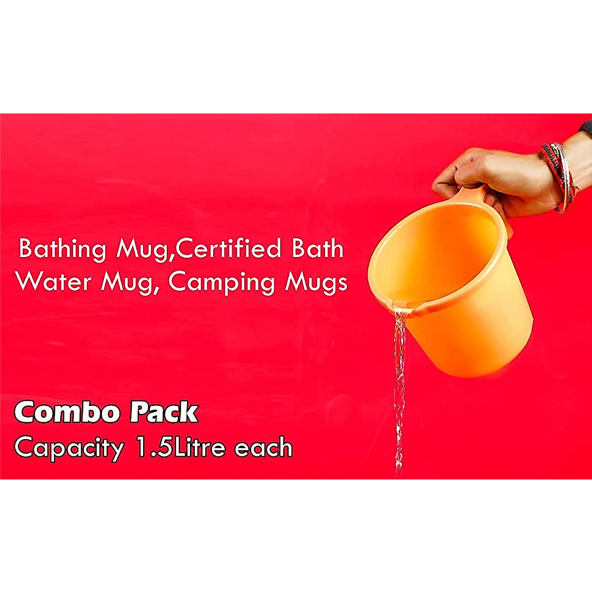 AEJESOP Combo Pack Bathing Mug,Certified Bath Water Mug,Camping Mugs - Capacity 1.5 Litre each