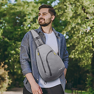 G4Free RFID Sling Bag Crossbody Backpack Casual Chest Shoulder Daypack Gym Bag for Hiking Travel 7L(Light Gray)