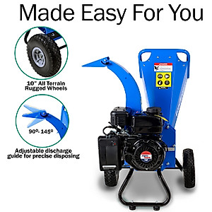 Landworks Mini Wood Chipper Compact Design 3" Inch Max Capacity & Earth Auger Power Head Steel 6" Inch x 30" Inch Bit Cordless [Bundle Deal]