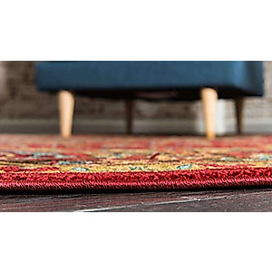 Unique Loom Sahand Collection Traditional Geometric Classic Red Round Rug (8' 0 x 8' 0)
