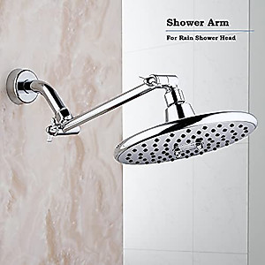 Shower Arm Extension, Adjustable Shower Arm for Bathroom, Solid Brass Shower Arm with Lock Joints, Tool-Free Insatllation (Chrome, 8 Inch)