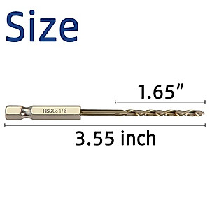 M35 High Speed Steel HSS Titanium Drill Bit Set Twist Drill Bits Set Quick Change for Metal, Steel, Wood (1/16)