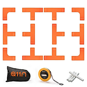 A11N Pickleball Court Marking Kit - Throw Down Markers with 33ft Long Tape Measure, Chalk and Carrying Bag, Neon Orange