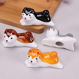 Hemoton 4pcs Ceramic Chopstick Rest Chopstick Stand Puppy Chopstick Rest Chopstick Holder Cute Chopsticks Japan Store Pillow Decorative Chopstick Accessory Ceramics Desktop Cutlery Rack