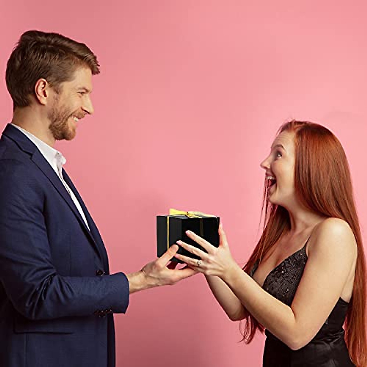 36 Pcs Black Gift Box, 3.15x3.15x3.15" Small Gift Boxes with Lids Recycled Kraft Paper Box Bridesmaids Proposal Box Favor Boxes with Ribbon for Party, Wedding, Christmas, Crafting, Cupcake (Black)