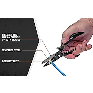 Southwire - ESP-1 Tools & Equipment ESP1 Electrician Scissors DataComm Snips, Durable Serrated Blade, Built in Notches, Precise Control, Textured Grip Handle for Added Comfort, Nickle Finished Plate