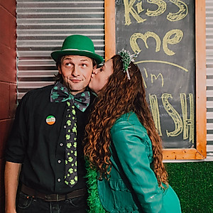 8 Pcs St. Patrick's Day Tie Men's Neckties Green Shamrock Tie Clover Bow Tie (1)