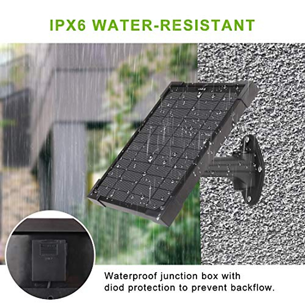 BigBlue Ring Solar Panel, 5W Solar Panel Compatible with Ring Spotlight Cam Battery and Ring Stick Up Cam Battery, Monocrystalline Silicon Solar Trickle Charger for Ring Cameras, 5V/1A, Black