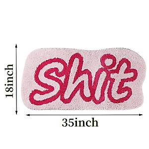 Carmoion Funny Cute Rugs for Bedroom Bathroom Dorm Kitchen Non Slip Rubber Backed Machine Washable,Funky Cool Rugs Colorful Fluffy Shaggy Bedside Accent Rug 35"x18"(Shit)