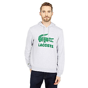 Lacoste Long Sleeve Hooded Tonal German Croc Graphic Silver Chine 7 (2XL)