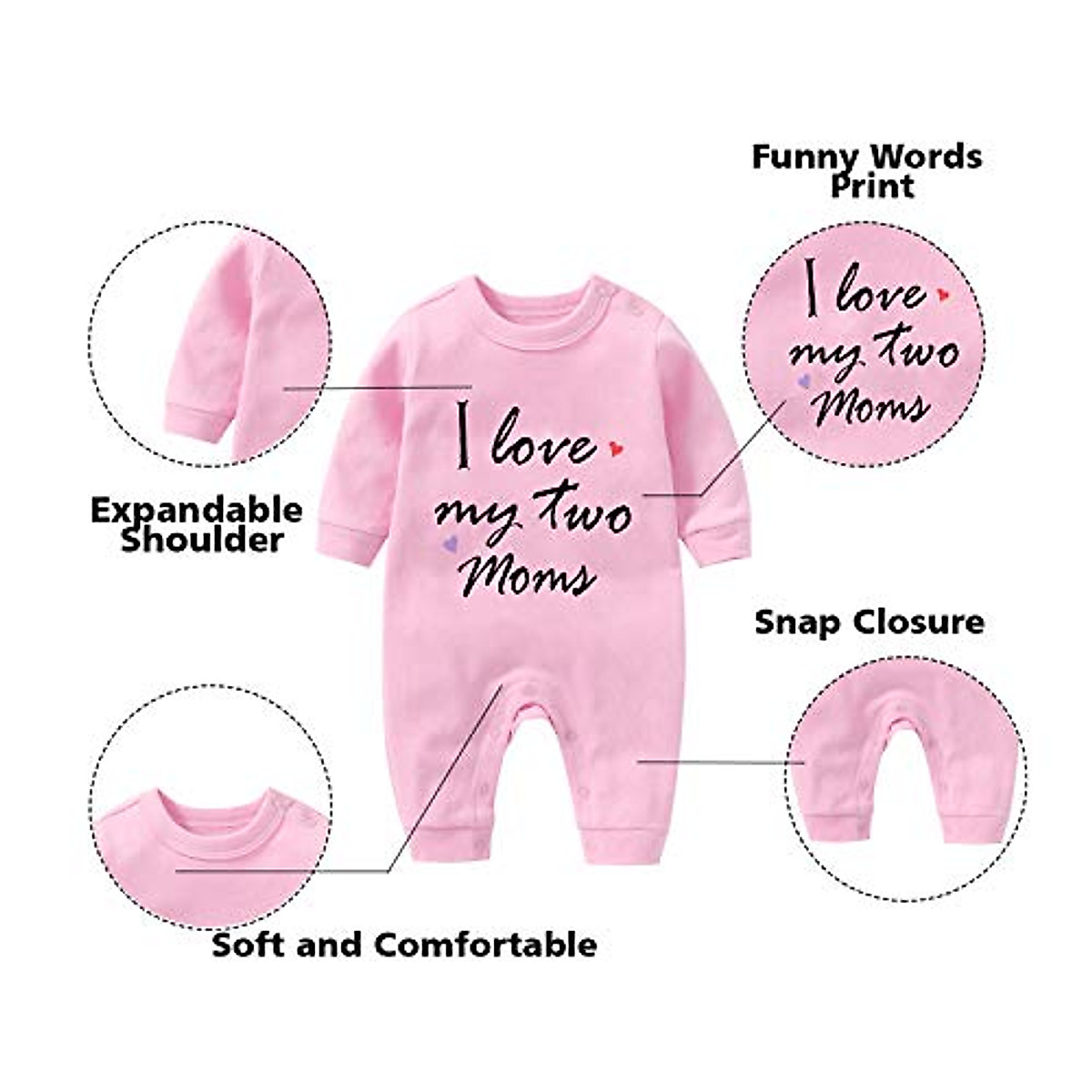 YSCULBUTOL Baby Twins Baby Boy Girl Romper Mothers Day I love My Two Mom Newborn Baby Clothes Set (pink mother love two 3m)