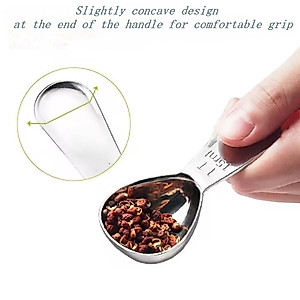 CoaGu Coffee Scoop 18/8 Stainless Steel Tablespoon (1pc 15ml with Magnet Measurement Metric Conversion Chart)
