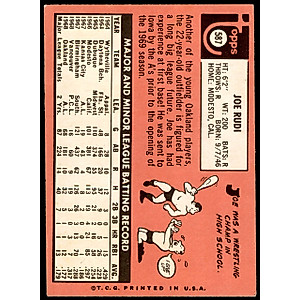 1969 Topps # 587 Joe Rudi Oakland Athletics (Baseball Card) VG Athletics