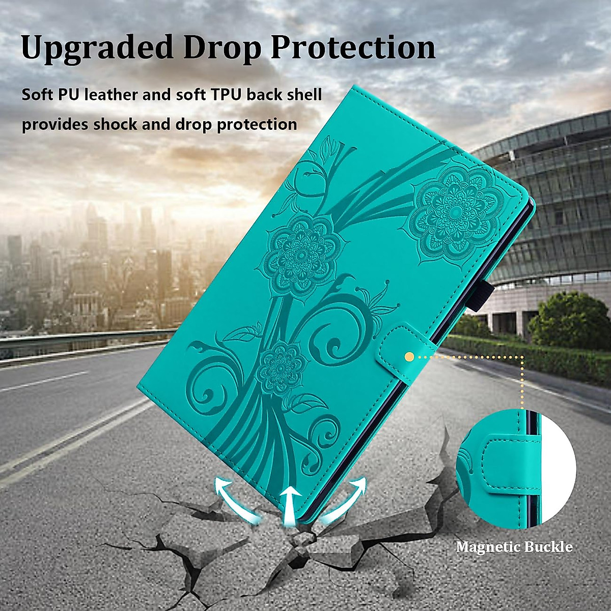 Kitzomi for Lenovo Tab P11 Pro 2nd Gen Case 2022 (TB-132FU/138FC) with PU Leather Folio and Kickstand+Card Holder, Auto Sleep/Wake with Cover for Lenovo Tab P11 Pro 11.2 Inch (2nd Gen),Turquoise