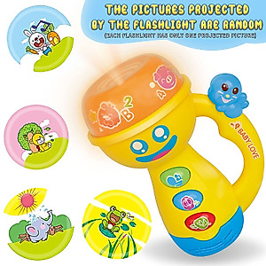 HISTOYE Kids Musical Flashlight Toys for Toddler Night Light Projector Toys for Baby Boy Girl 12-18 Months Pacify Flashlight Baby Toys with Lights and Music Toy Gifts for 1 2 3 4 Year Old Girl Boy