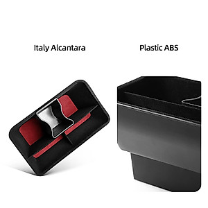 Alfanxi Rear Center Console Organizer Box Alcantara Material Storage Tray Compatible with Tesla Model Y (Green)