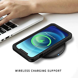 Lanhiem iPhone 12 Pro Case, IP68 Waterproof Dustproof Shockproof Case with Built-in Screen Protector [Not for iPhone 12], Full Body Underwater Protective Clear Cover for iPhone 12 Pro 6.1 inch -Black