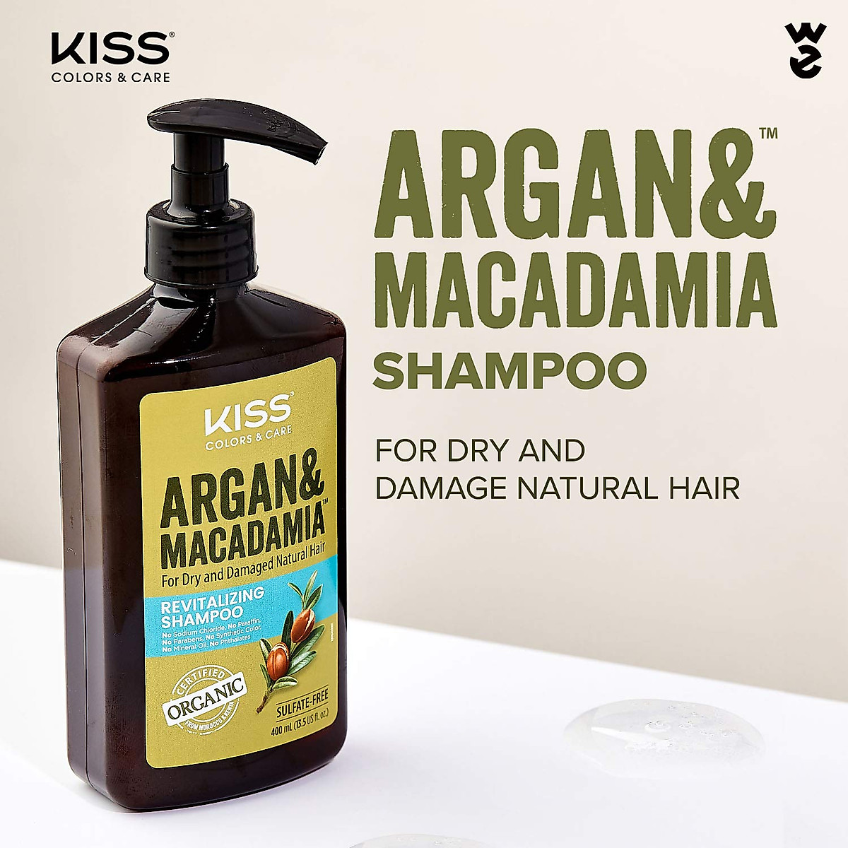 KISS Color & Care Argan & Macadamia For Dry and Damaged Natural Hair Shampoo & Conditioner Value Set