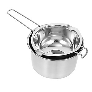 SEWACC 2 Pack Double Boiler Pot Set Chocolate Melting Pot with Stainless Steel Boiling Water Pot for Melting Chocolate Candy Candle Soap Wax (600ml)
