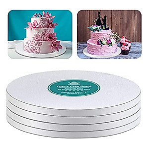 White Cake Drums Round 10 Inch Cake Boards with 1/2-Inch Thick Smooth Edges for Multi Tiered Birthday Wedding Party Cakes Drum Board