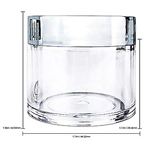 Beauticom 12 Piece 1 oz. USA Acrylic Round Clear Jars with Flat Top Lids for Creams, Lotion, Make Up, Cosmetics, Samples, Herbs, Ointment (12 Pieces Jars + Lids, Silver)