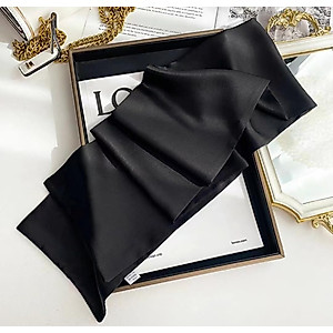 ANDANTINO 100% Silk Scarf for Women 59”*6.3” Long Shawls for Headscarf and Neck- Oblong Hair Wraps with Gift Packed (Solid Color-Black)