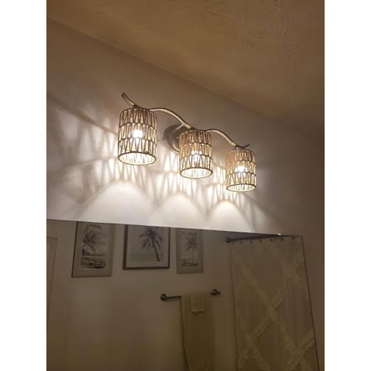 3 Pack Rattan Lamp Shade Small Boho Shades Replacement - Pendant Sconce Shade Ceiling Fan Light Covers Cylinder Woven Lampshade for Floor Lamps Pendant Light Chandelier Wall Sconces Light Fixture