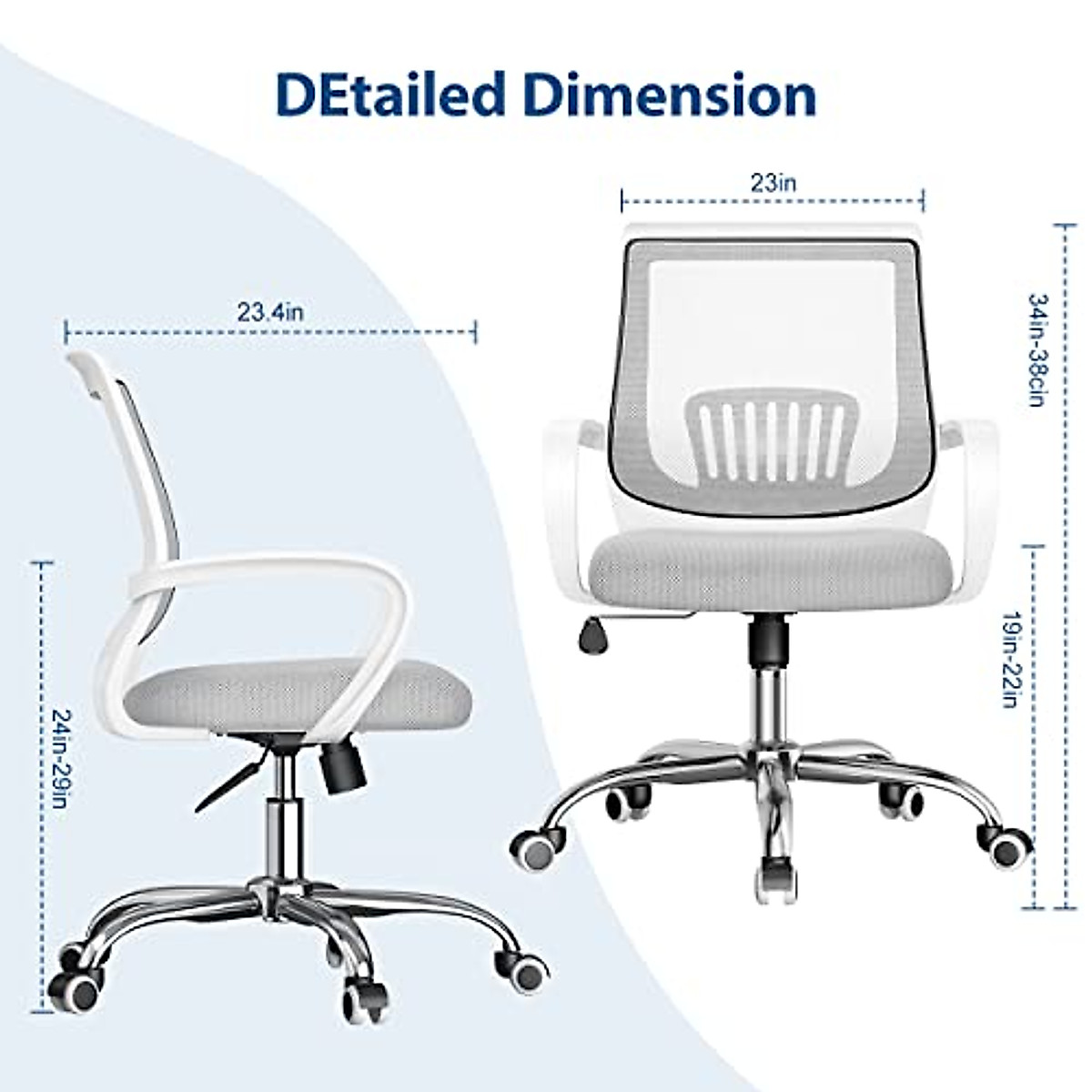 PPW Office Chair,Ergonomic Dual Backrests,Desk Chair Back Support, Best Office Chair for Posture, Mesh Office Chair,(Cushion is Light Gray)