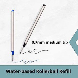 10 Pack Black, Spiral Roller Pen Refill, Replacement Roller Refill for Many Brand Name Pen. Threaded Rolling Ball Refills, 0.7mm Medium Point. 113mm (4.42”) x 6mm (0.24”)
