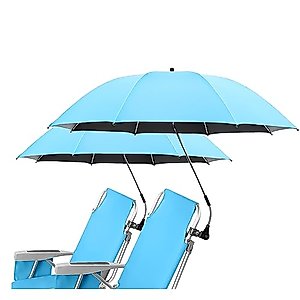 NBtoUS 2 PACK Chair Umbrella with Clamp, UPF 50+ 360°Adjustable Beach Umbrella, Protable Clamp Umbrella for Beach Chair, Camping Chair, Wheelchair, Patio Chair, Golf Cart (Not Include Chair)