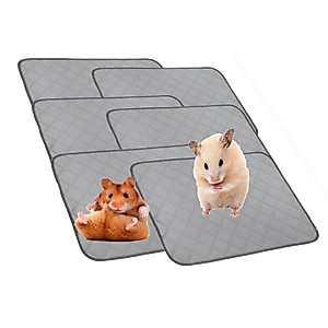Auch 6PCS Grey Washable Pee Pad for Guinea Pig Hamster, Washable Guinea Pig Pee Pads, 6PCS 12"* 12" Small Animals Rabbit Hamster Rat Hedgehog Bedding (Grey)