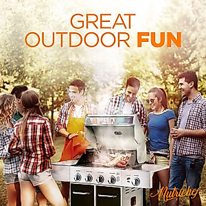 NutriChef 52,000 BTU 5-Burner Stainless Steel Propane Gas Grill with Portable Design, Electronic Ignition, Built-in Thermometer and Heavy-Duty Construction