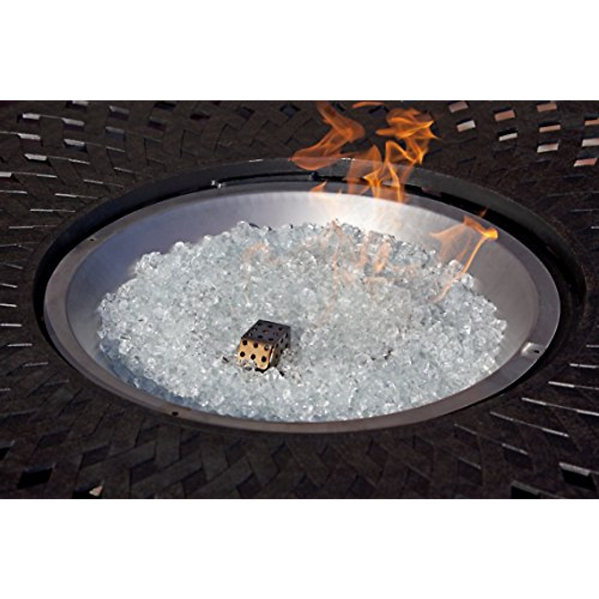Fire Sense 62365 Premium Sparkling Reflective Tempered Fire Glass for Outdoor Fireplace Gas or Propane Fire Pits Easy to Install & Stimulate Viewing Experience - 10 Lbs - Crystal Clear