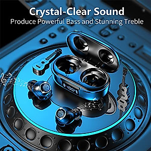 Bonweise Wireless Earbuds Bluetooth Headphones, Ear Buds Wireless Bluetooth Earbuds with Microphone,IPX7 Waterproof Headphones Sport Earbuds for Gym Running Workout,30Hrs Playtime/LED Digital (Black)