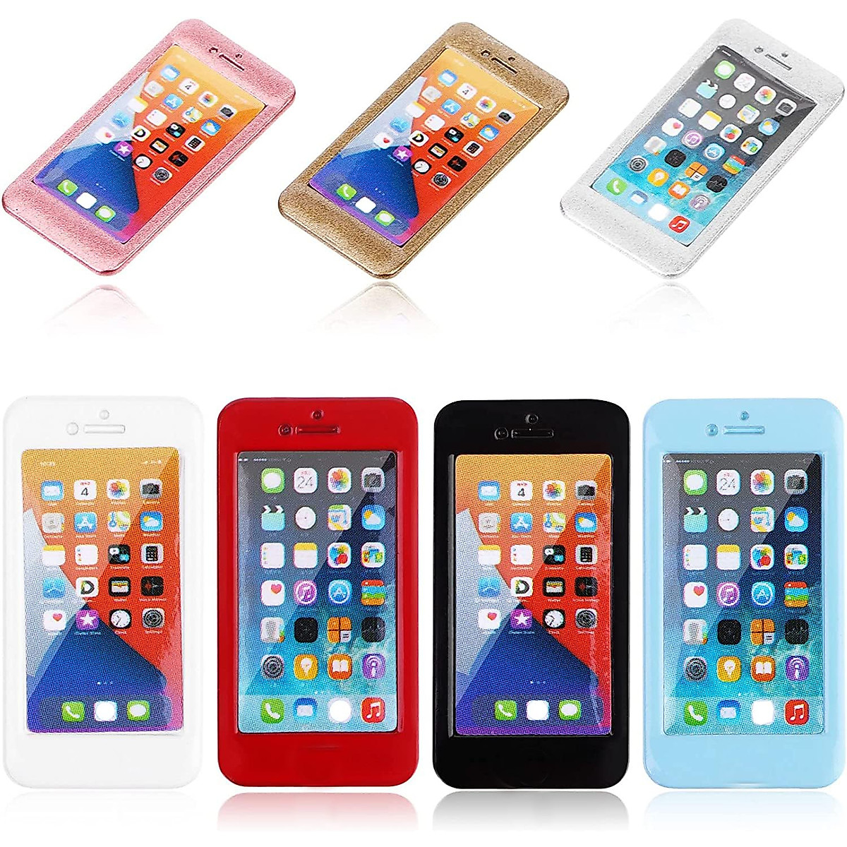 TBoxBo 7 Pack 1/12 Scale Dollhouse Cell Phone Simulator Accessories Mini Telephones Dollhouse Accessories Scene Simulation Miniatures Playset