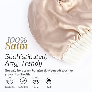 FURTALK Winter Beanie for Women Satin Lined Warm Knit Skull Slouch Beanie Hat (Beige-Satin Lining, One Size)