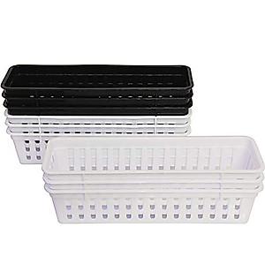 Slim Pencil Organizer Storage Container Color Pencil Marker Crayon Small Plastic Storage Basket Container Tray box for Office Classroom Home(9 Pack)