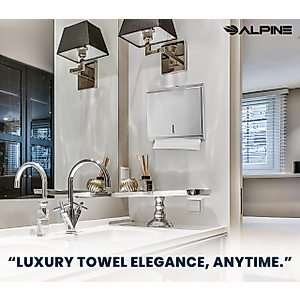 Alpine Industries C-Fold/Multifold Paper Towel Dispenser - Brushed Stainless Steel (290 C Folds/ 380 Multi-Fold)